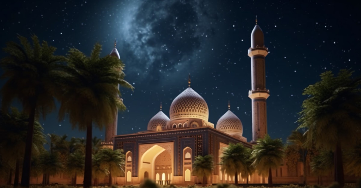 Eid ul adha design with Mosque and Palm Tree 06
