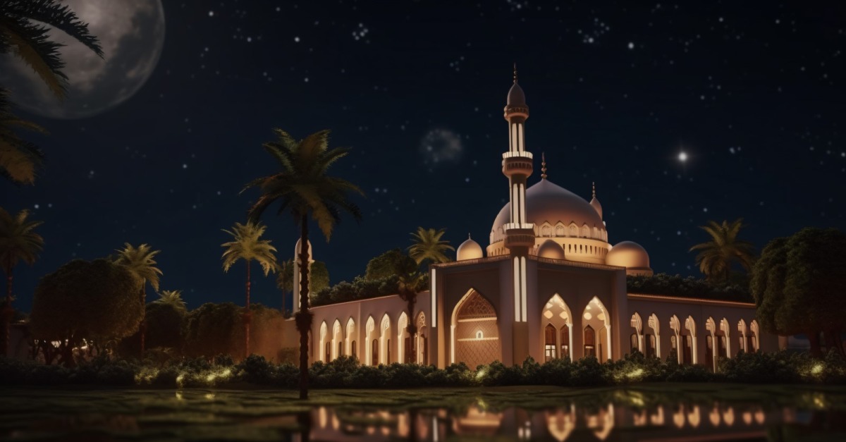 Eid ul adha design with Mosque and Palm Tree 08