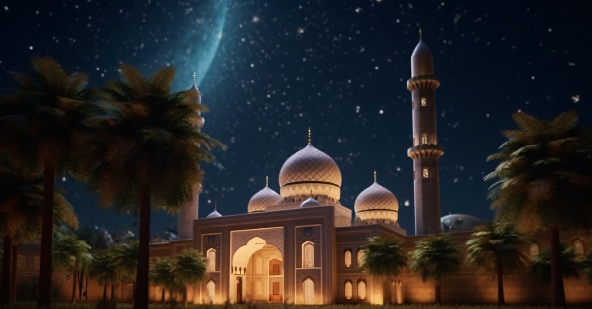 Eid ul adha design with Mosque and Palm Tree 09