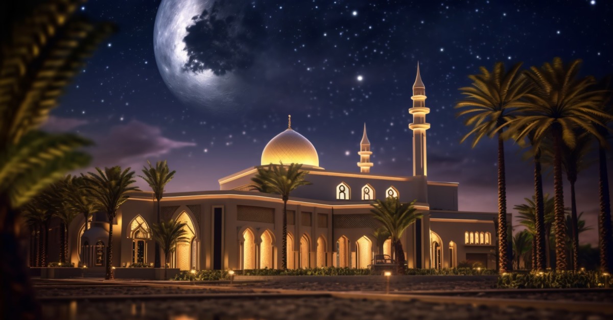 Eid ul adha design with Mosque and Palm Tree 10