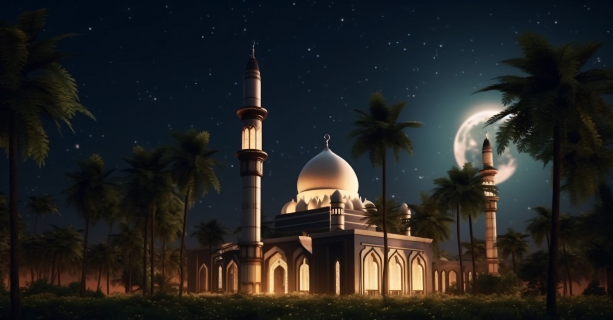 Eid ul adha design with Mosque and Palm Tree 11