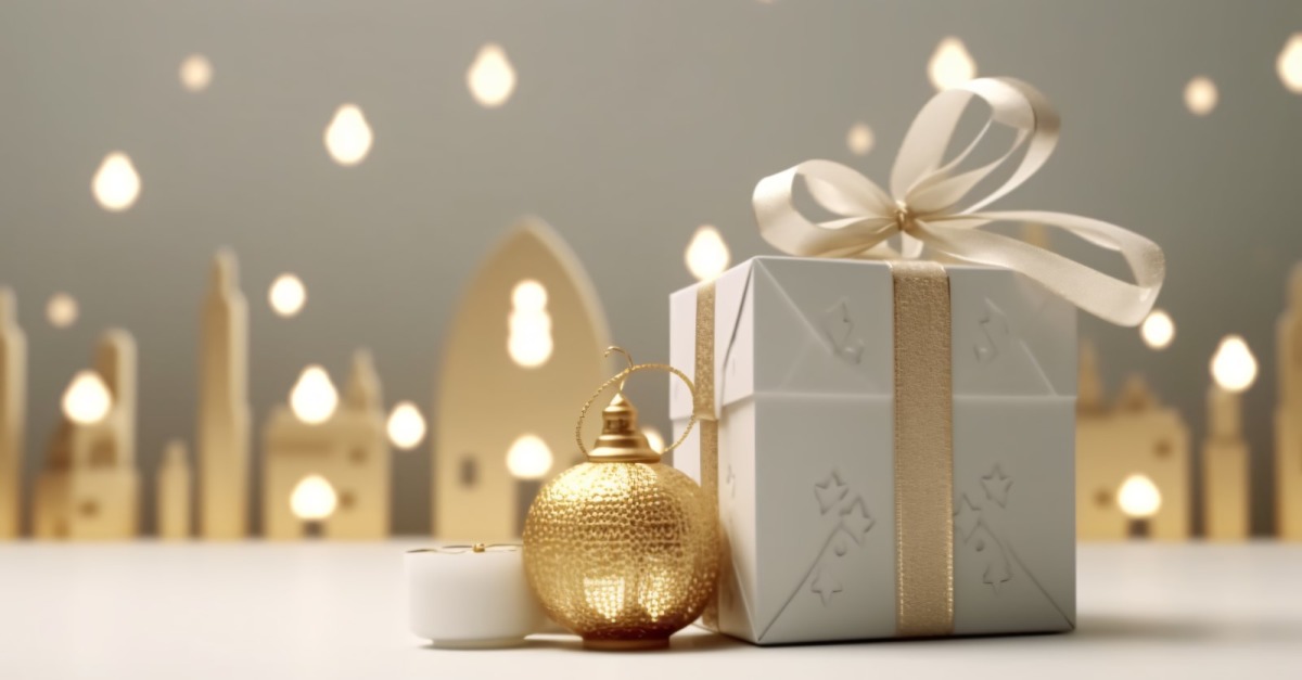 Eid ul adha Islamic background, gift box, lantern