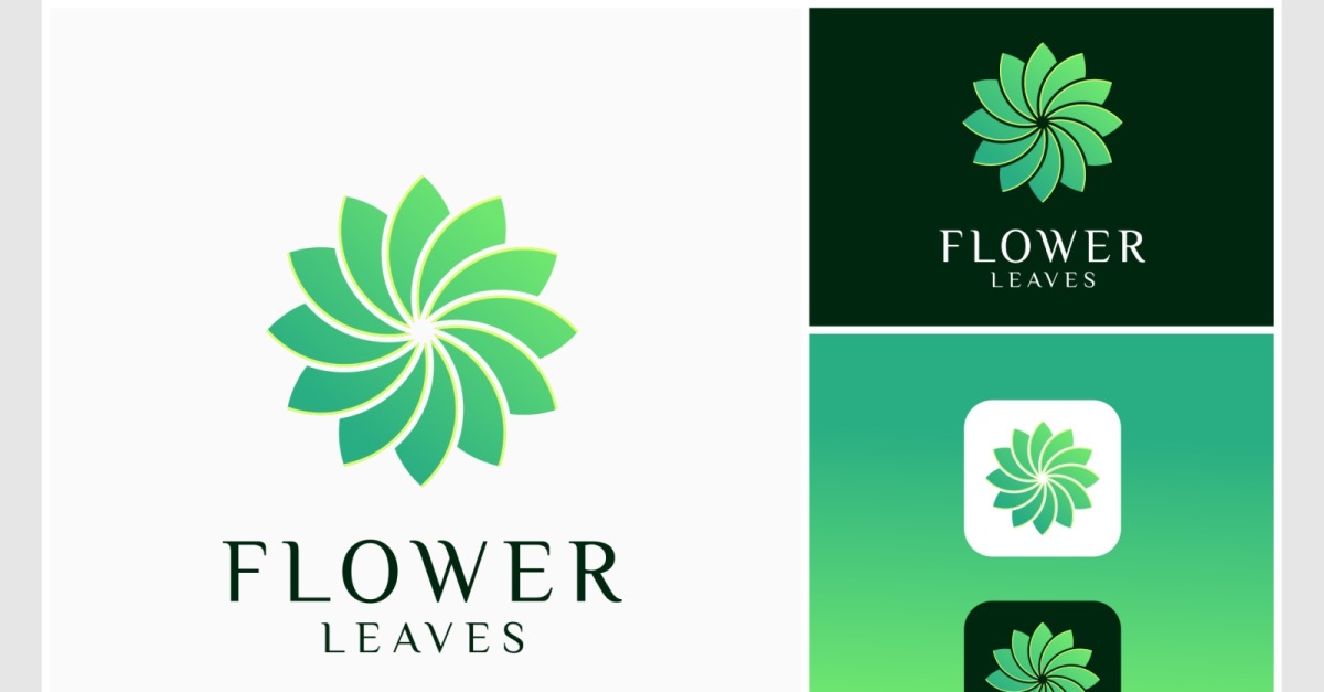Logo mandali z zielonym liściem kwiatu - TemplateMonster