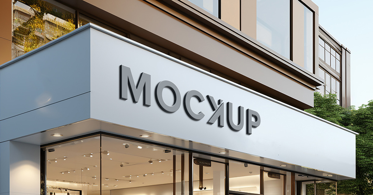 Company branding logo mockup psd front sign mockup 3d realistic
