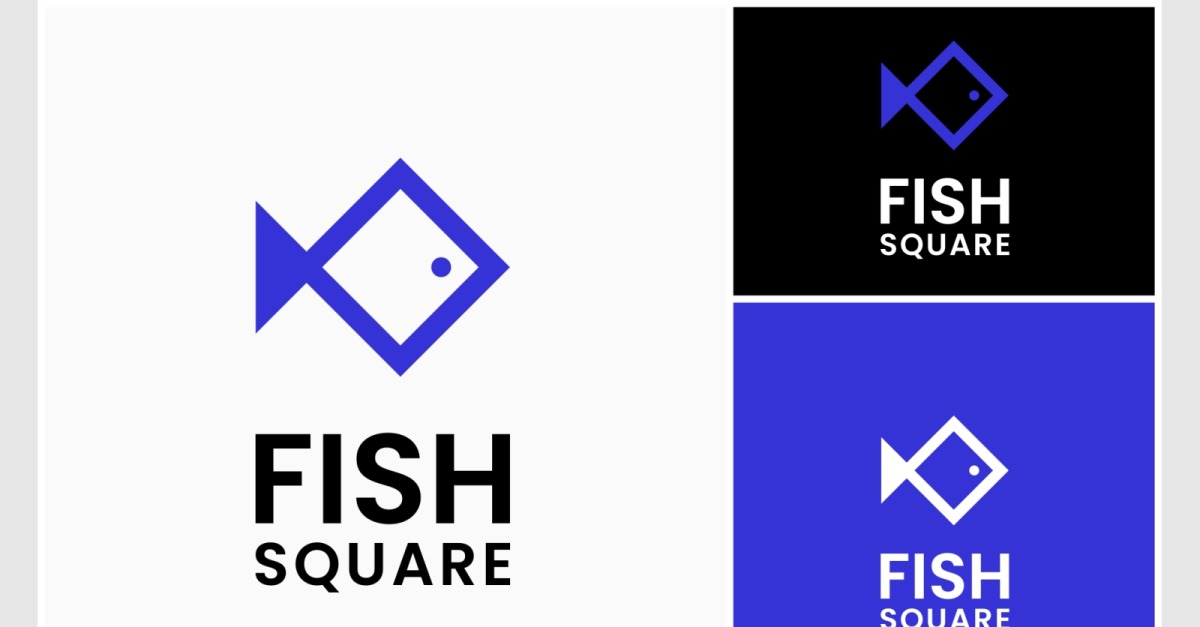 Logo Simple Abstrait Carré Poisson #411128 - TemplateMonster