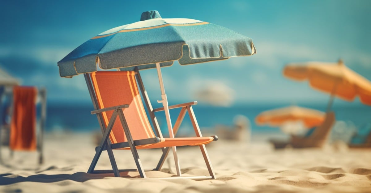 Beach summer Outdoor Beach chair with umbrella sunny day 243