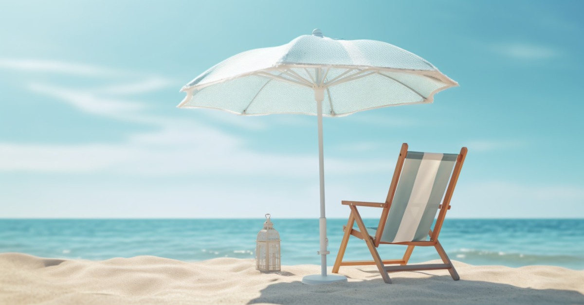 Beach summer Outdoor Beach chair with umbrella sunny day 250