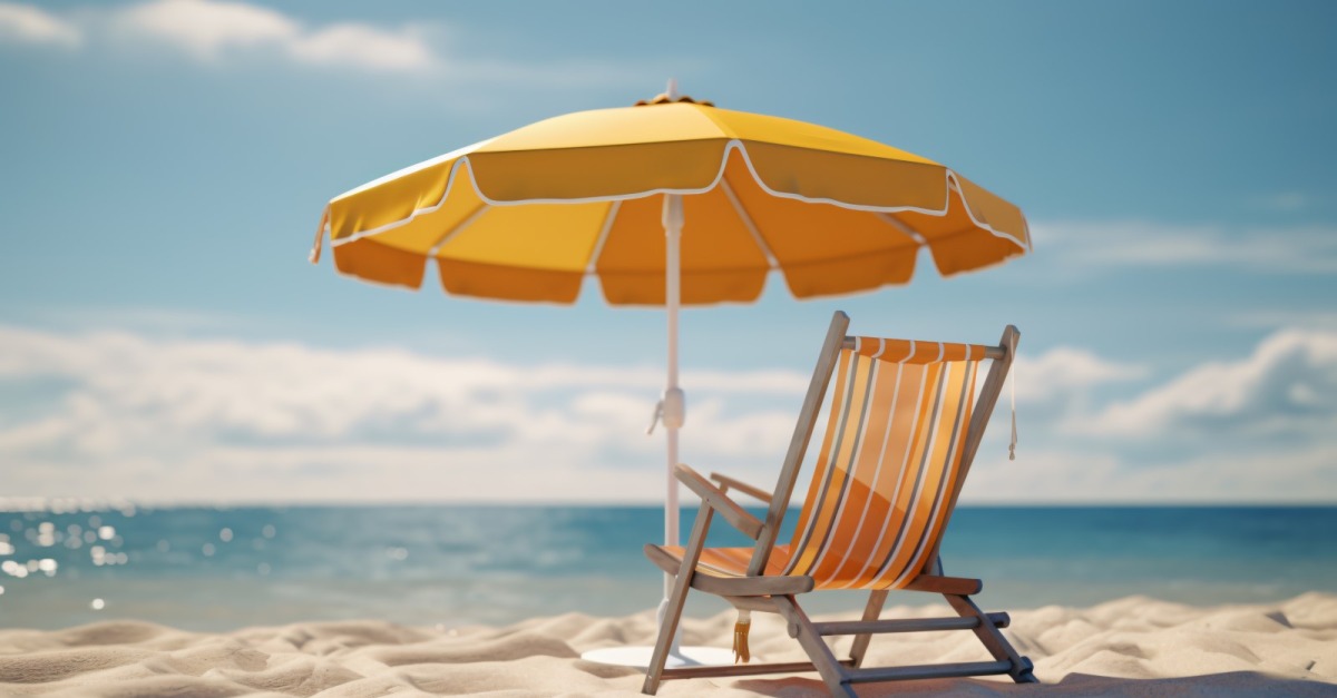 Beach summer Outdoor Beach chair with umbrella sunny day 255