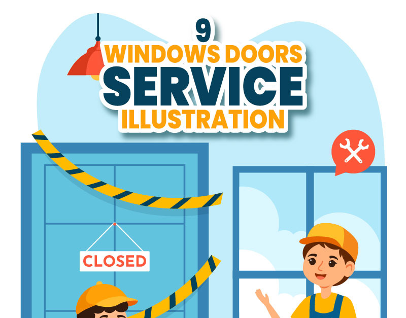 9 Windows and Doors Service Illustration - TemplateMonster