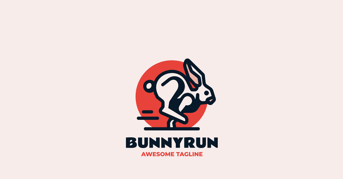 Logotipo de mascote simples de Bunny Run - TemplateMonster