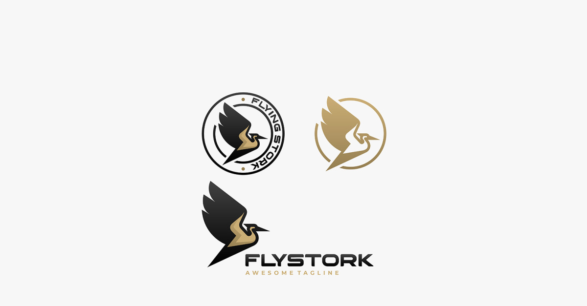 Fly Stork Simple Mascot Logo #411689 - TemplateMonster