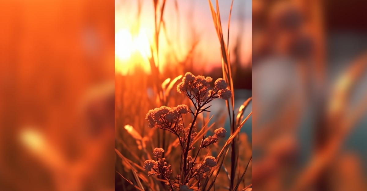 Día soleado de verano al aire libre atardecer detrás de la planta seca ...