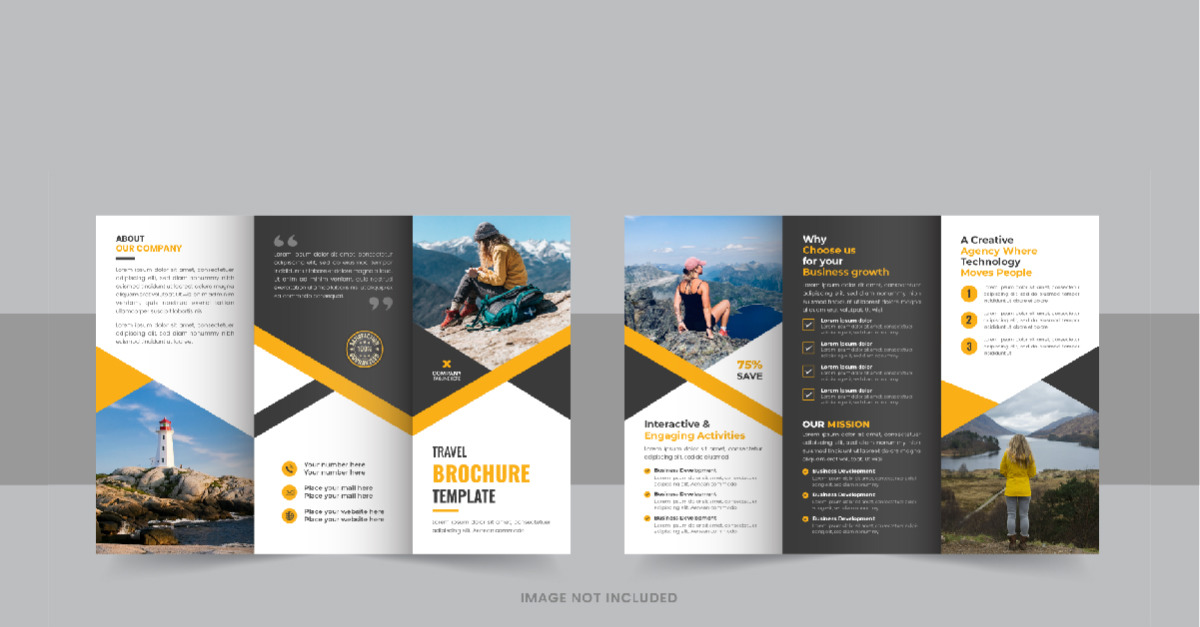 Folleto tríptico de viajes o plantilla de diseño de folleto tríptico de ...