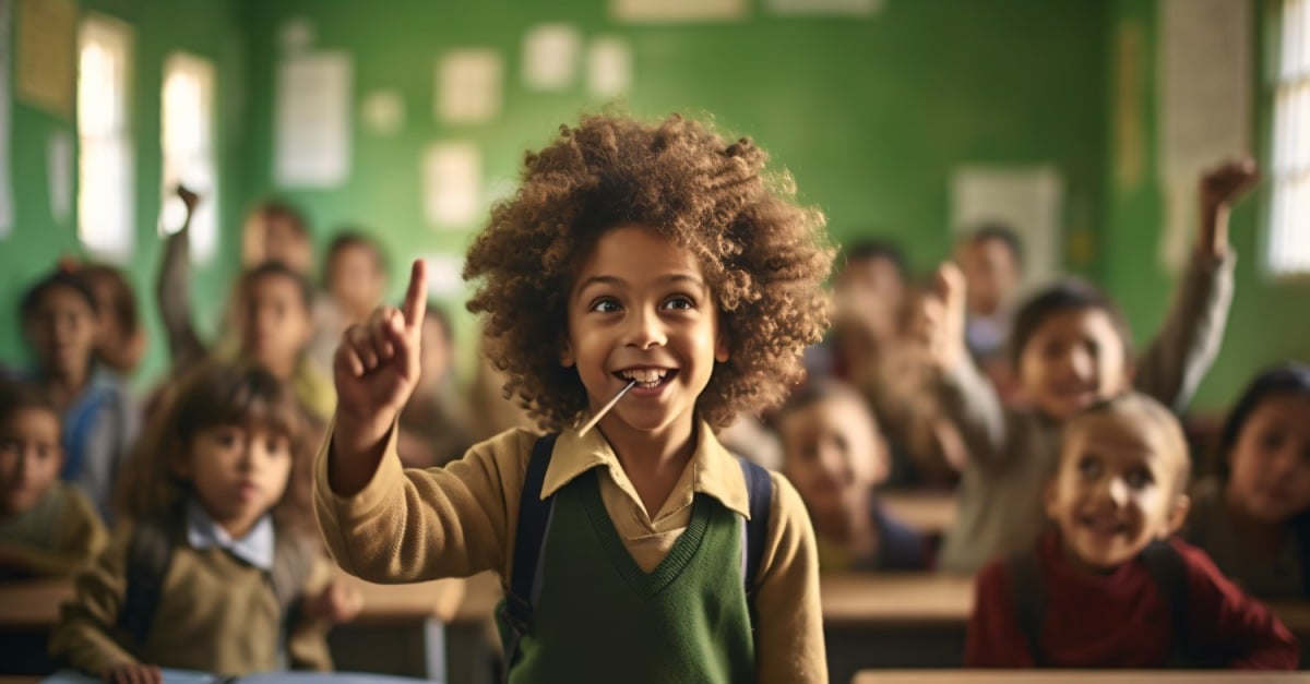 Regreso a la escuela: alegría, estudiante, abraza el viaje de ...