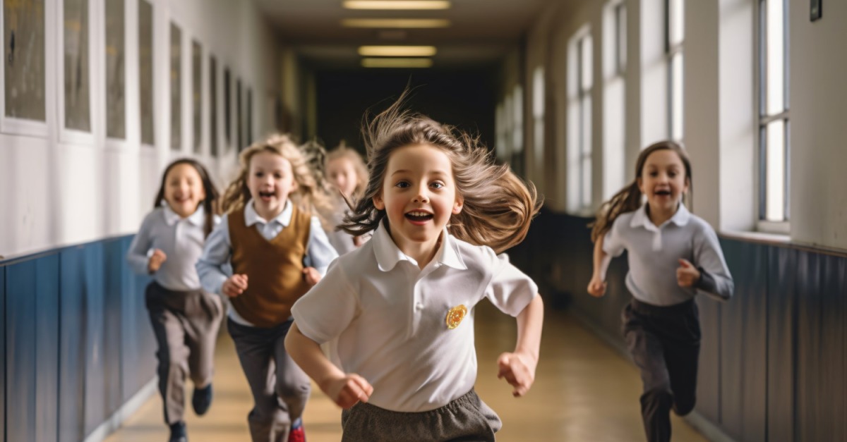 Exciting Back to School Kids running for Class Adventure 237