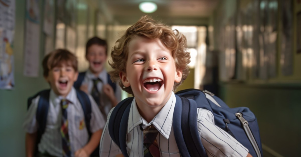 Exciting Back to School Kids running for Class Adventure 257