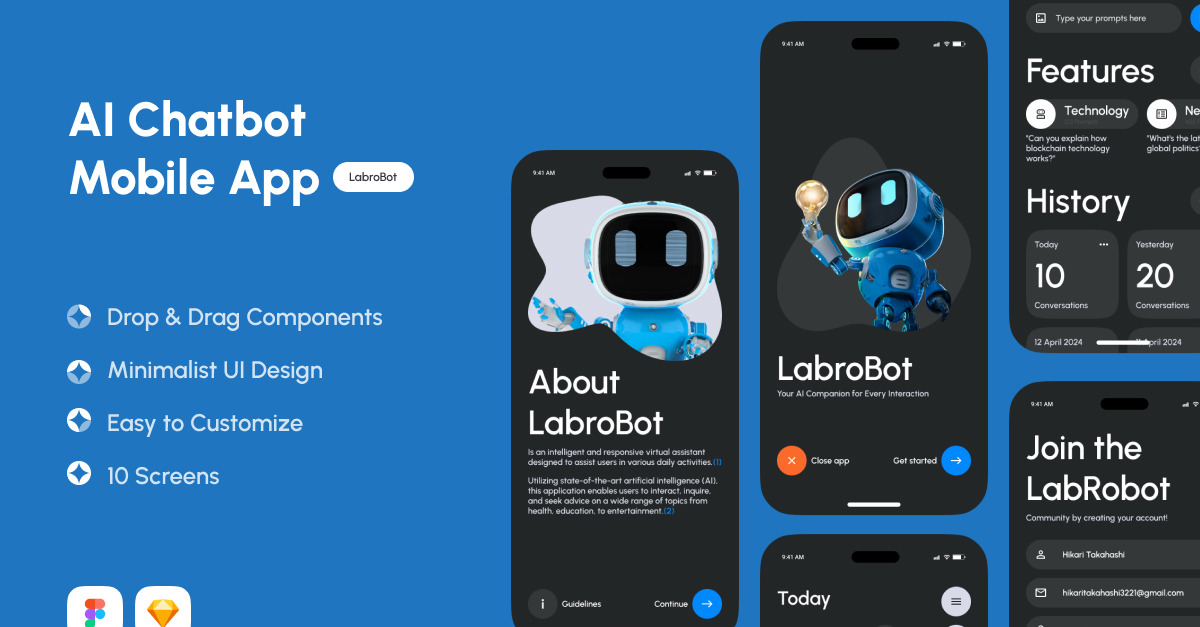 LabroBot - AI Chatbot Mobile App #412423 - TemplateMonster
