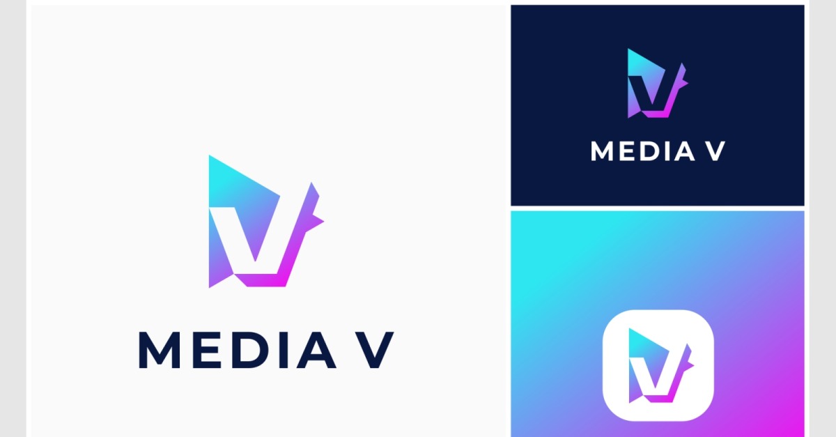 Letter V Media Play Button Logo #412572 - TemplateMonster