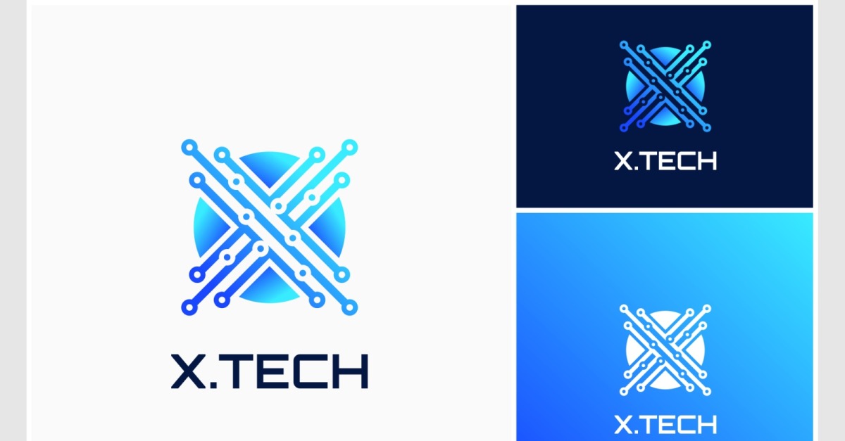 Letter X Circuit Technology Futuristic Logo - TemplateMonster