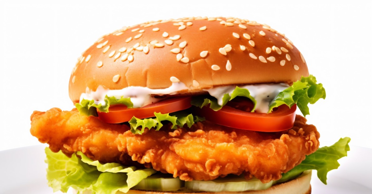 Chicken zinger broast burger, on white background 18