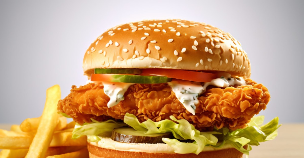 Chicken zinger broast burger, on white background 23