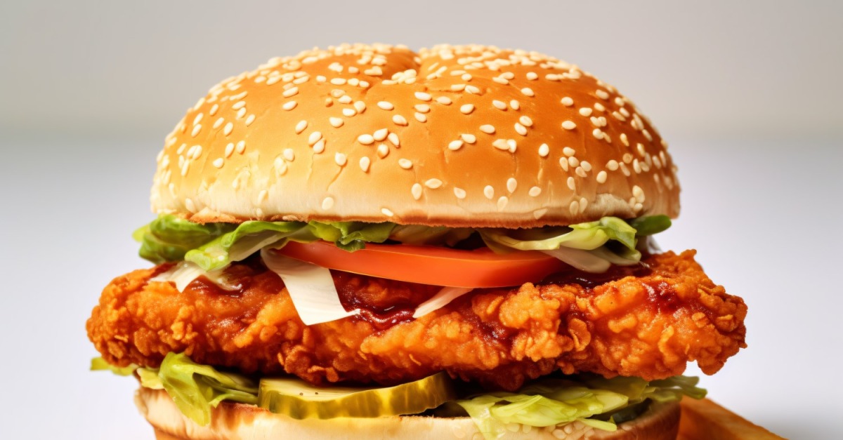Chicken zinger broast burger, on white background 25