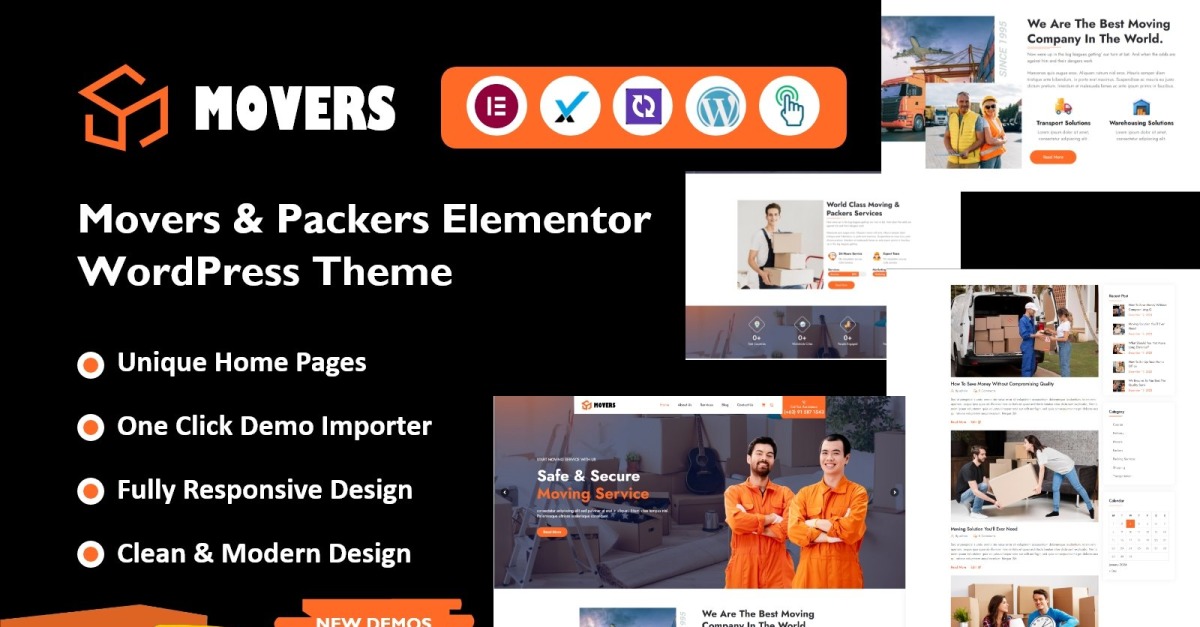 Movers Packers - Tema de WordPress Elementor de transporte logístico