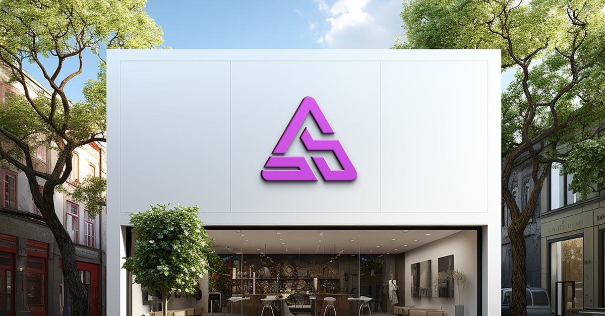 Building logo mockup facade or front store - TemplateMonster