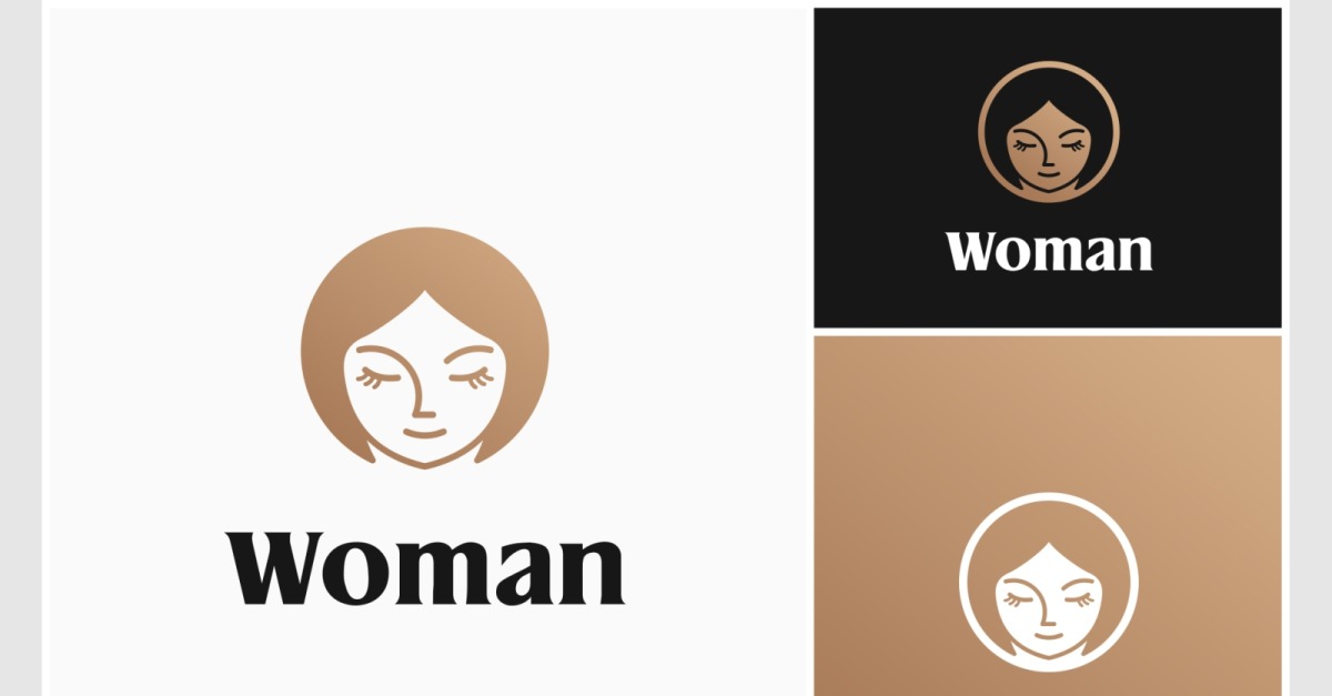 Kadın Yüzü Altın Lüks Logo #413120 - TemplateMonster