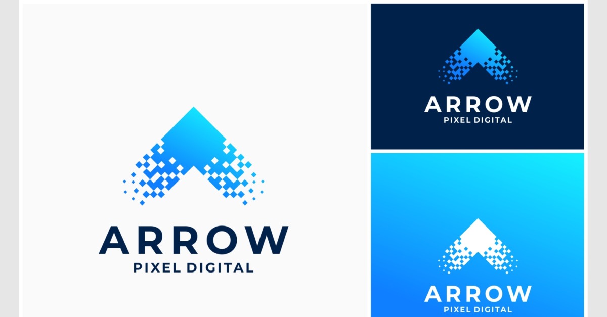 Strzałka w górę innowacyjne logo cyfrowe pikseli