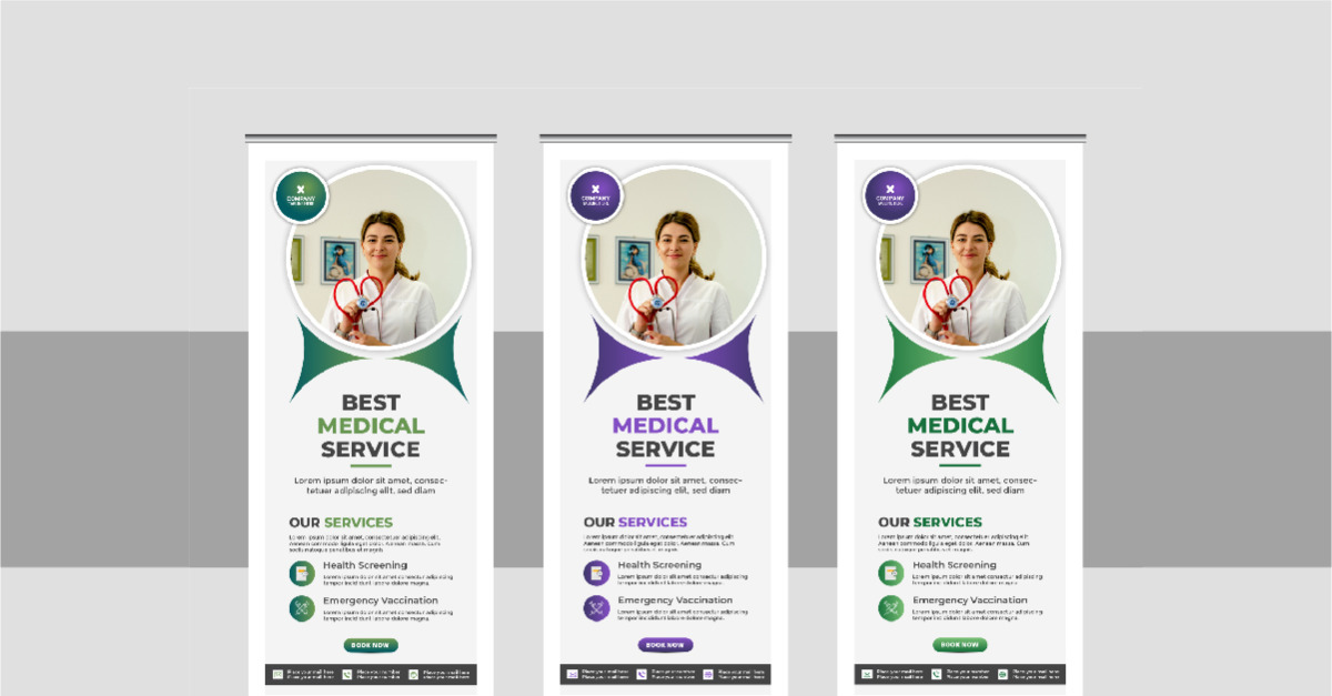 Tıbbi Klinik Roll Up Banner veya sağlık hizmeti roll up banner