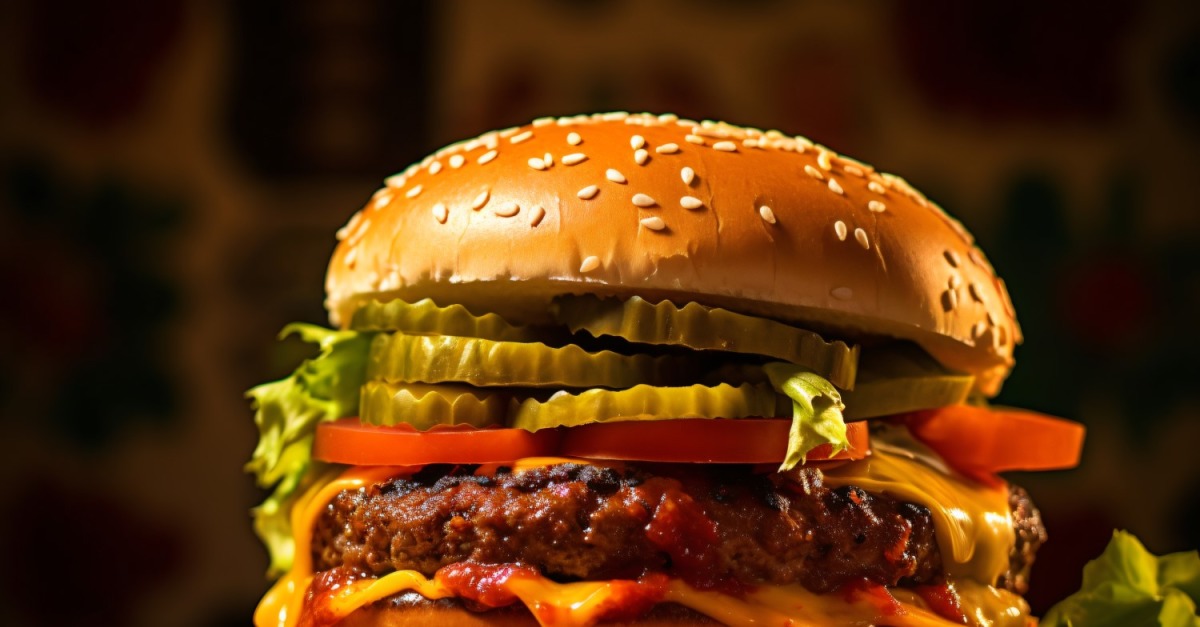 Hot hamburger, Bacon burger with beef patty 111