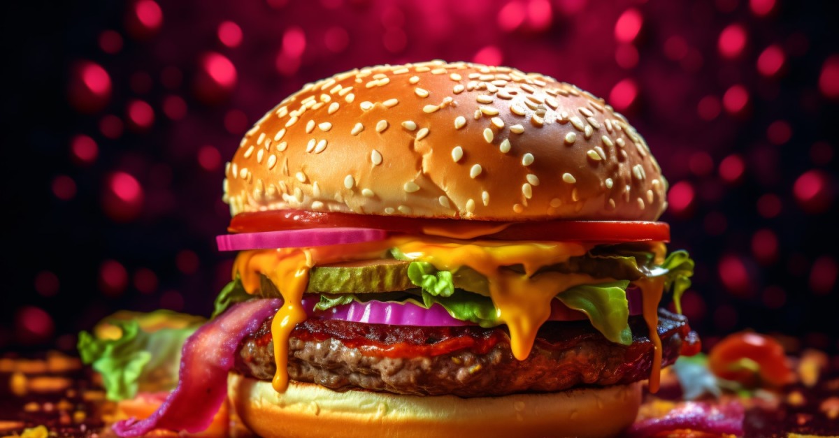 Hot hamburger, Bacon burger with beef patty 117