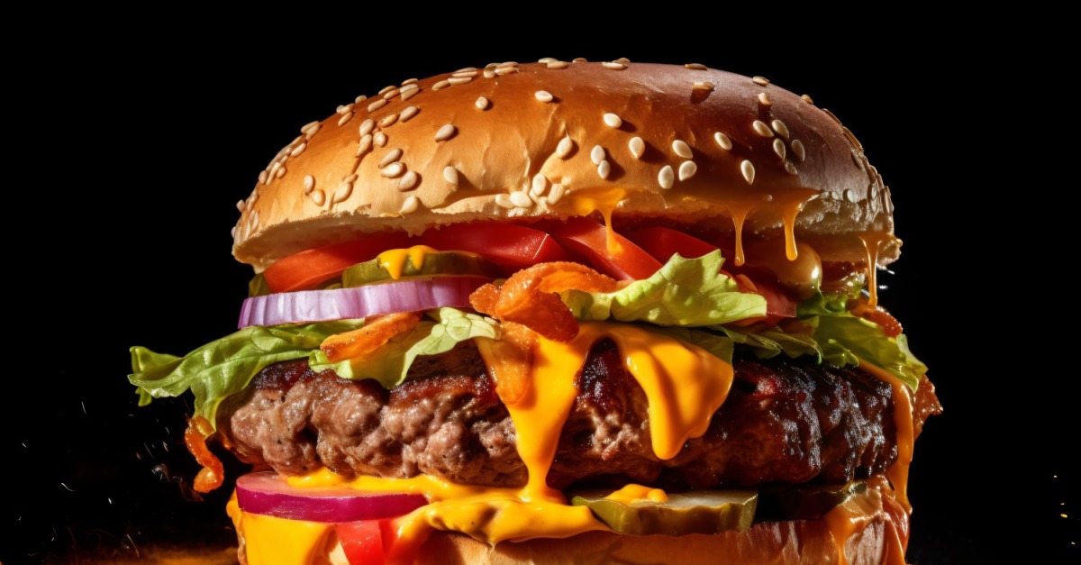 Hot hamburger, Bacon burger with beef patty 118