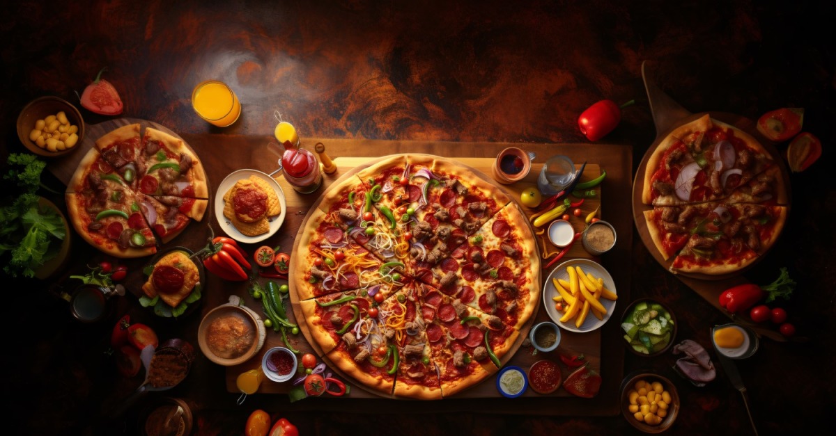 Flatlay Realistic pepperoni pizza 48 - TemplateMonster