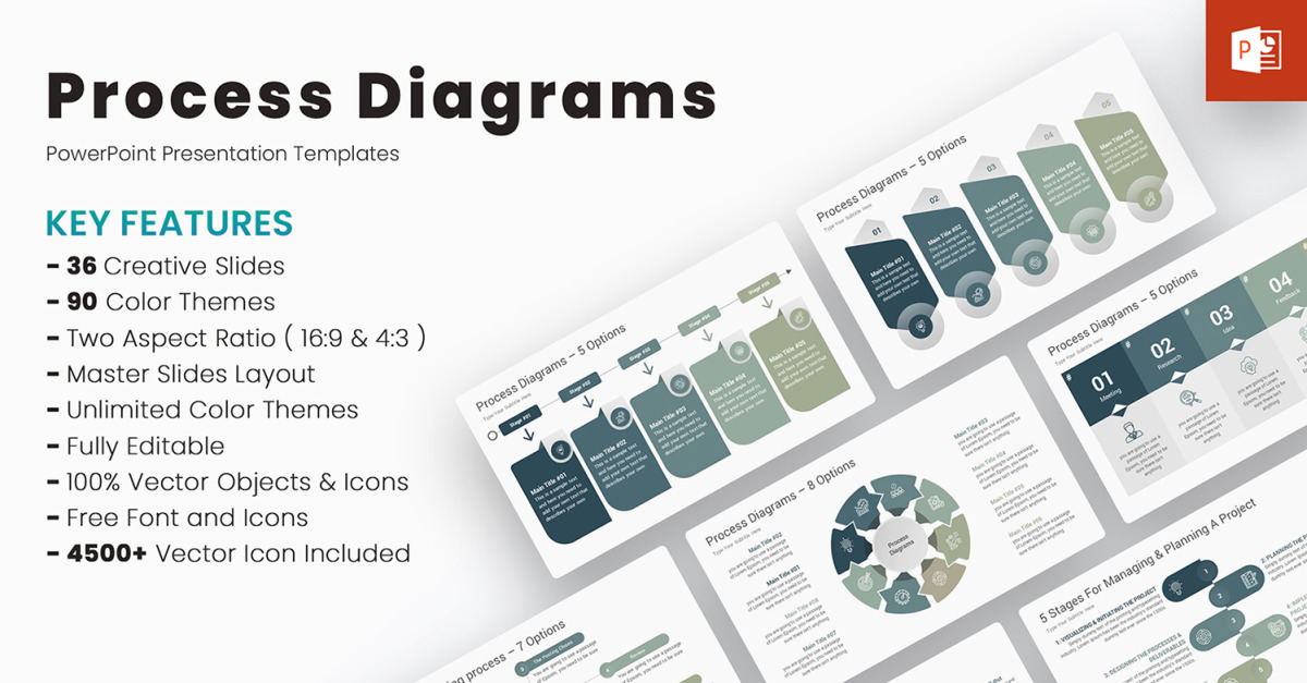 Modelli PowerPoint di diagrammi di processo - TemplateMonster