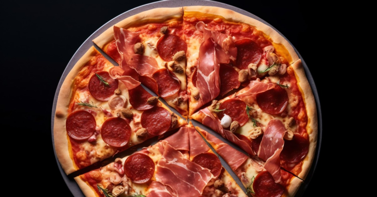 Flatlay Pizza Realista De Pepperoni Con Queso Mozzarella 70