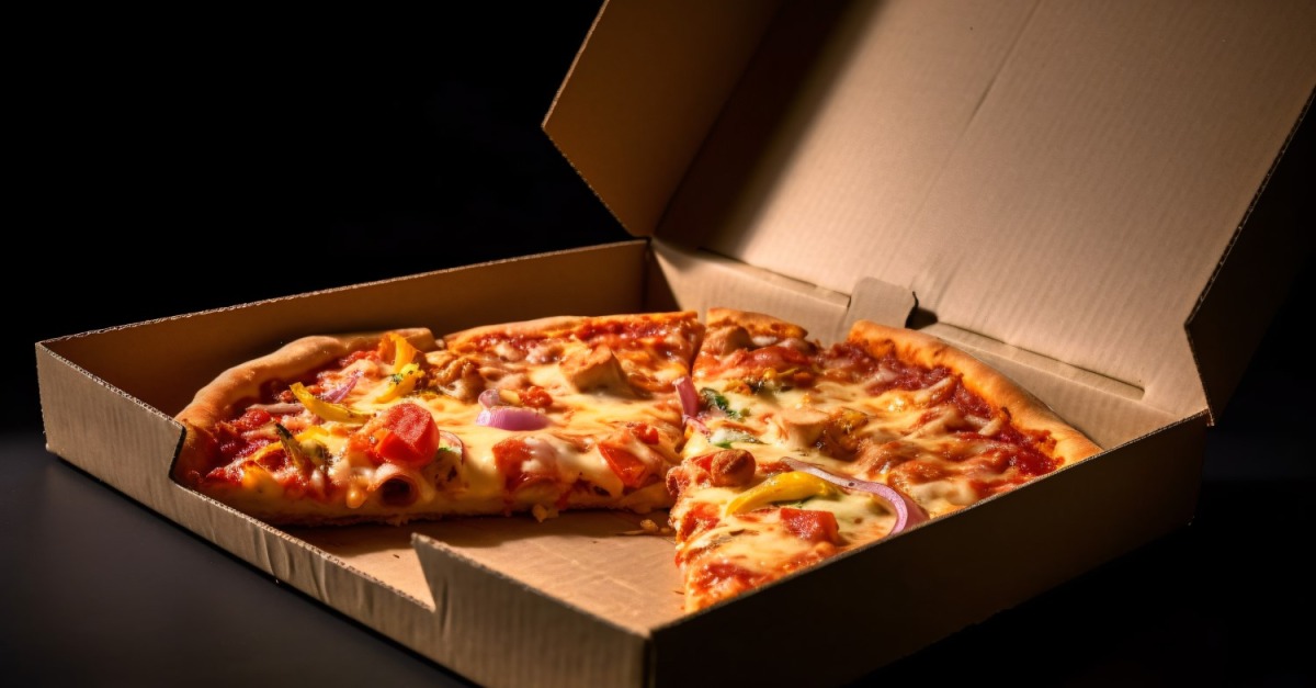 Open Cardboard Pizza Box Realistic BBQ Chicken Pizza 11
