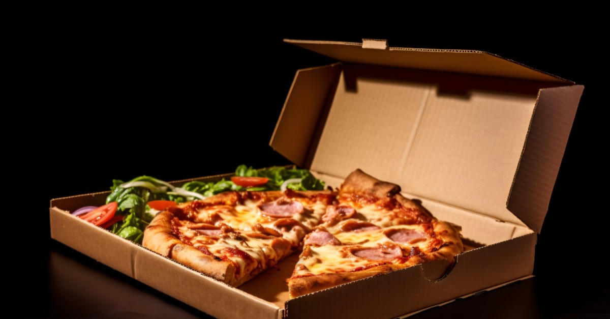 Open Cardboard Pizza Box Realistic Pepperoni Pizza 15