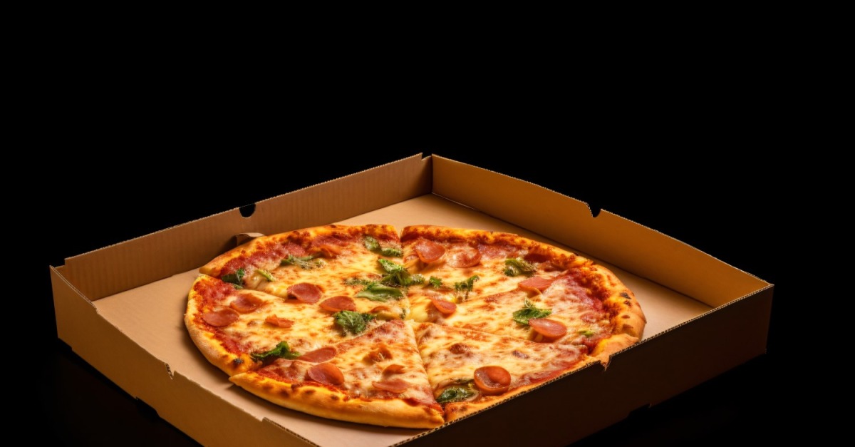 Open Cardboard Pizza Box Realistic Pepperoni Pizza 5