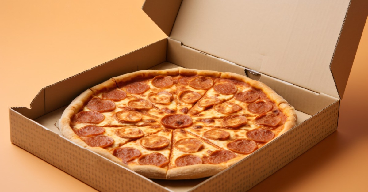 Open Cardboard Pizza Box Realistic Pepperoni Pizza 9