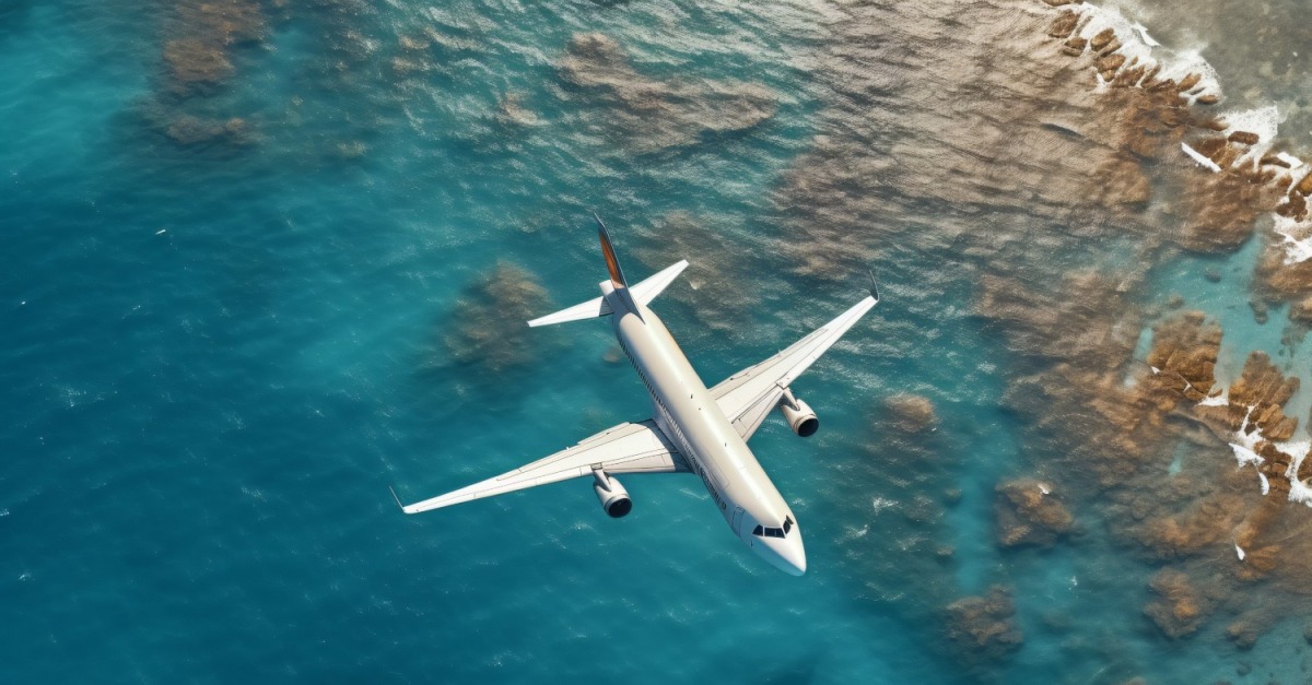 Full view of frontal view airbus FLy against the blue ocean 21