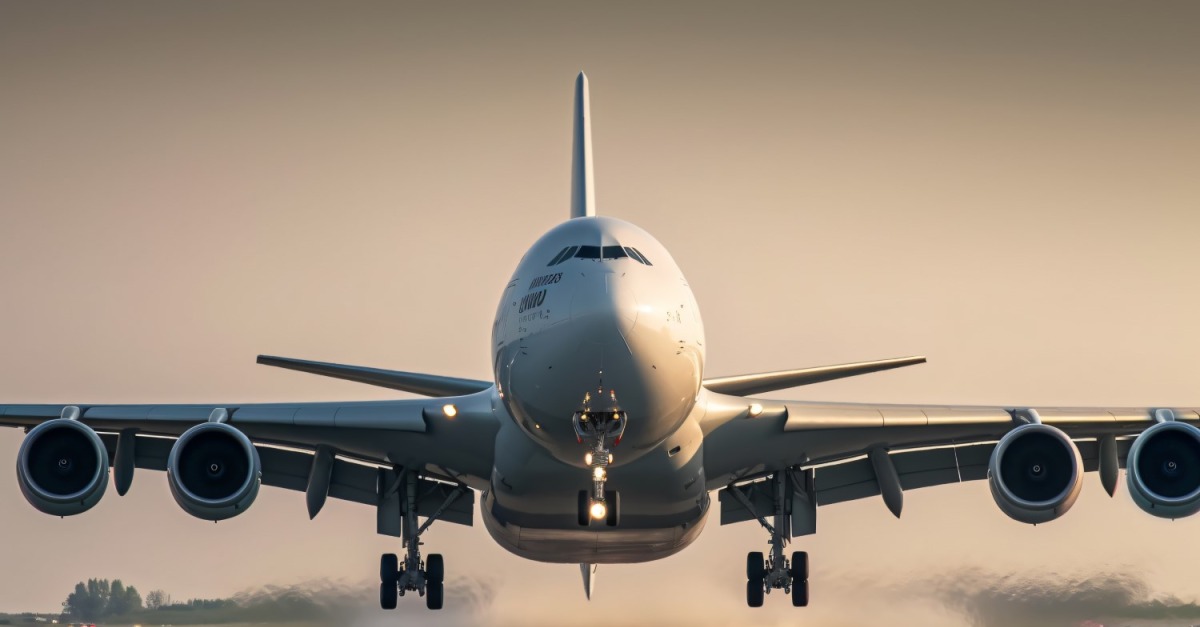 Vue de face de la compagnie aérienne commerciale Airbus Charter ...