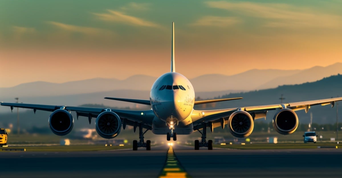 Vue de face de la compagnie aérienne commerciale Airbus Charter ...
