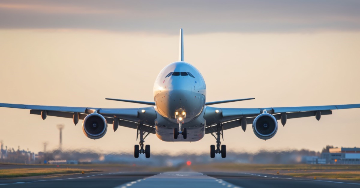 Vue de face de la compagnie aérienne commerciale Airbus Charter ...