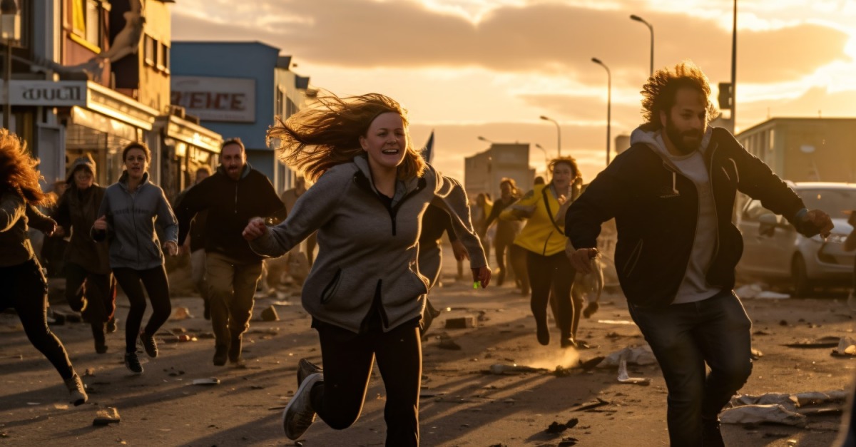 The Aftermath Of Floods People Running And Help Out 123