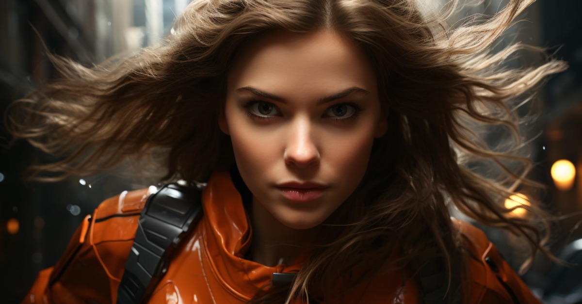 Female superhero girl angry expressions running 56