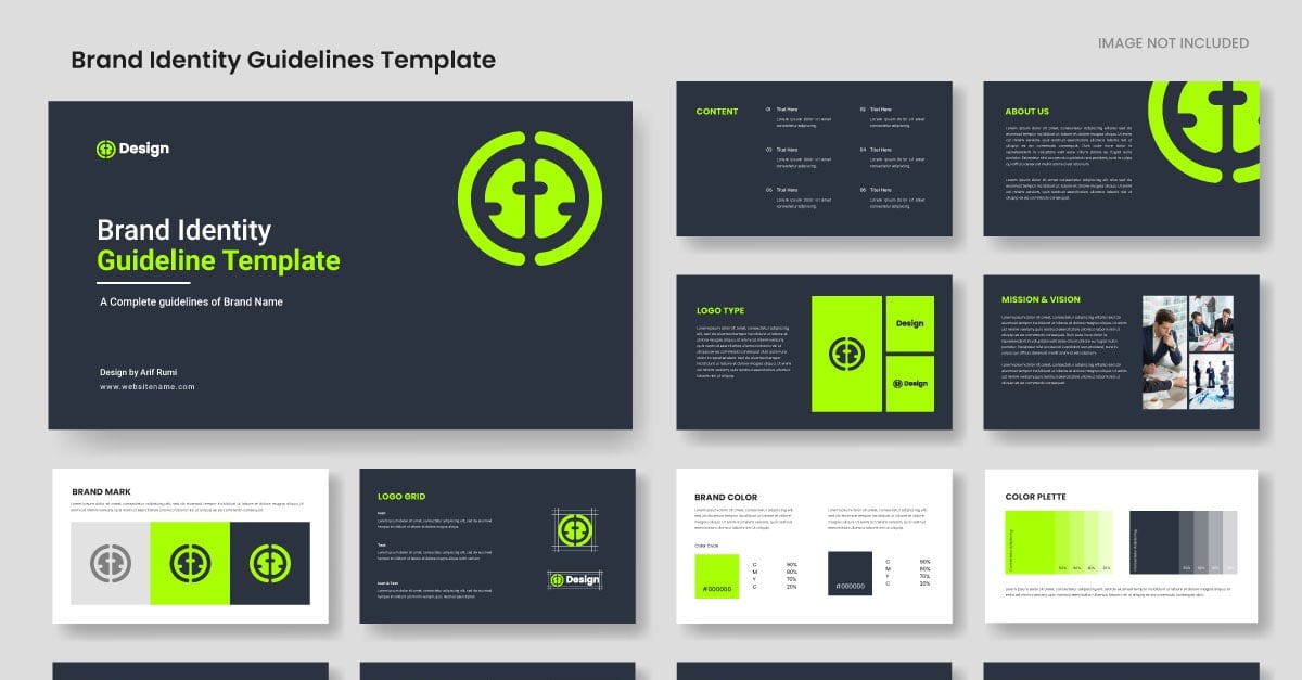 Brand Identity Guidelines layout, Corporate brand identity template.