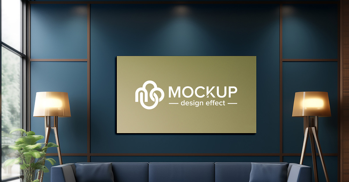 室内水平板墙模型替换您的徽标或设计 psd #415034 - TemplateMonster