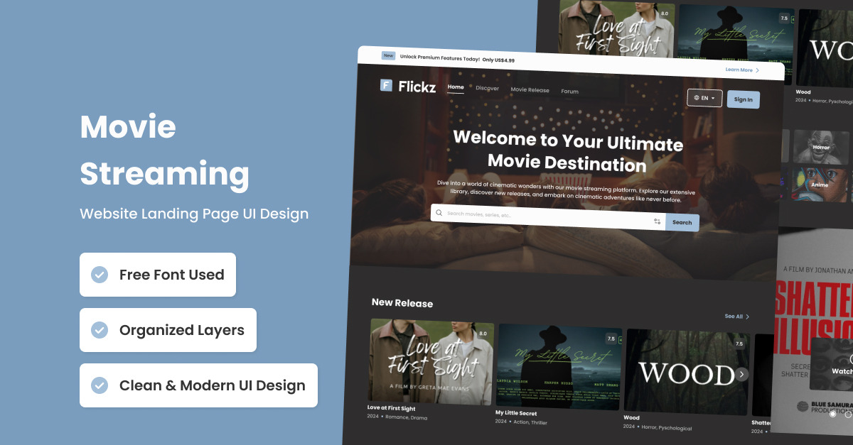 Flickz - Movie Streaming Landing Page V1 - TemplateMonster